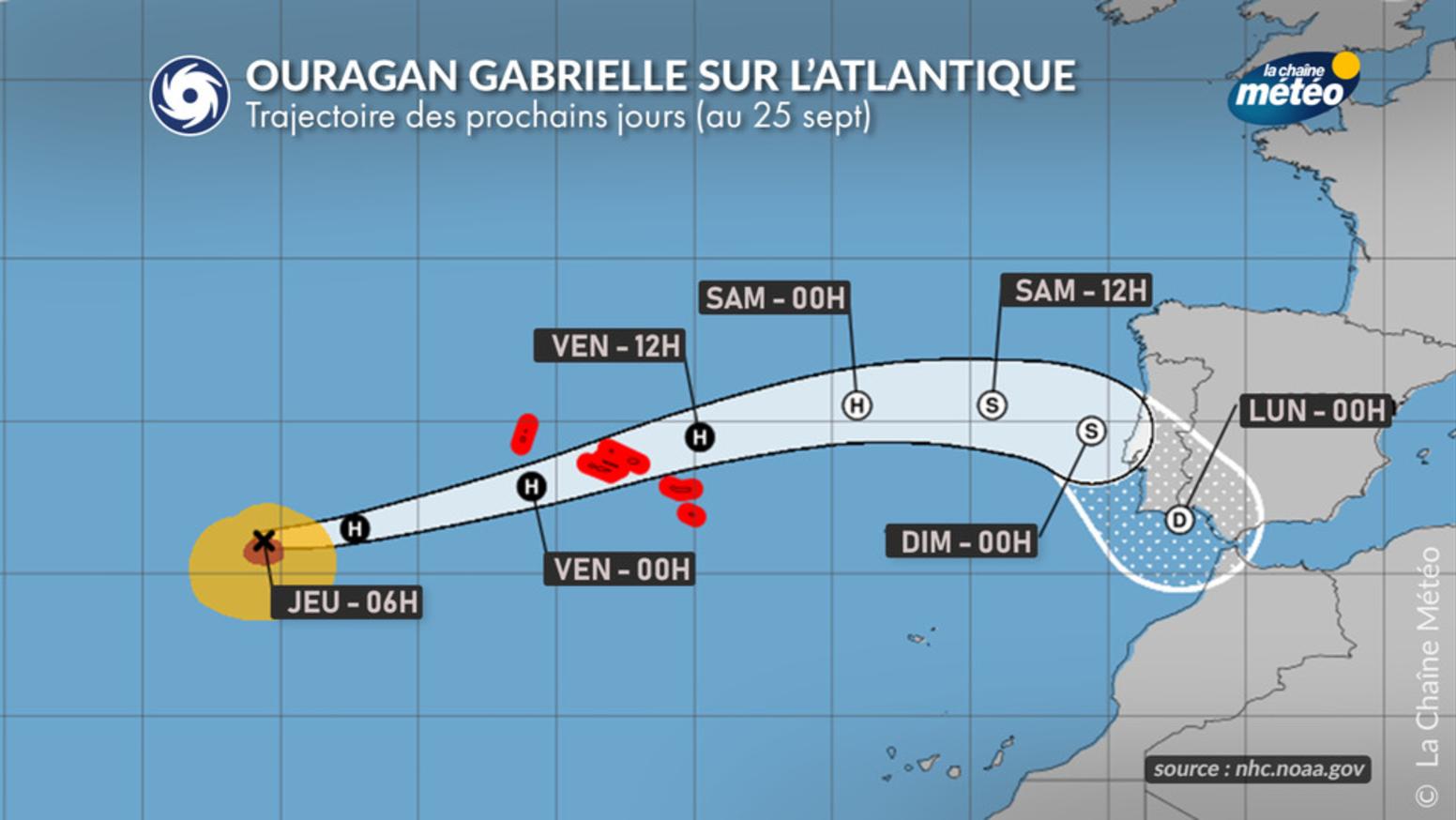 Actualité Météo : Ouragan Gabrielle : les Açores en alerte rouge avant ...