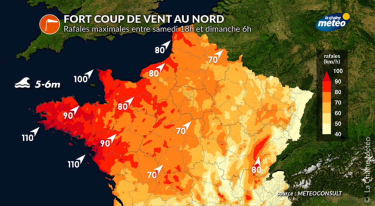 Coup de vent : des rafales de 70 à 110 km/h attendues entre samedi soir et dimanche - Actualités ...