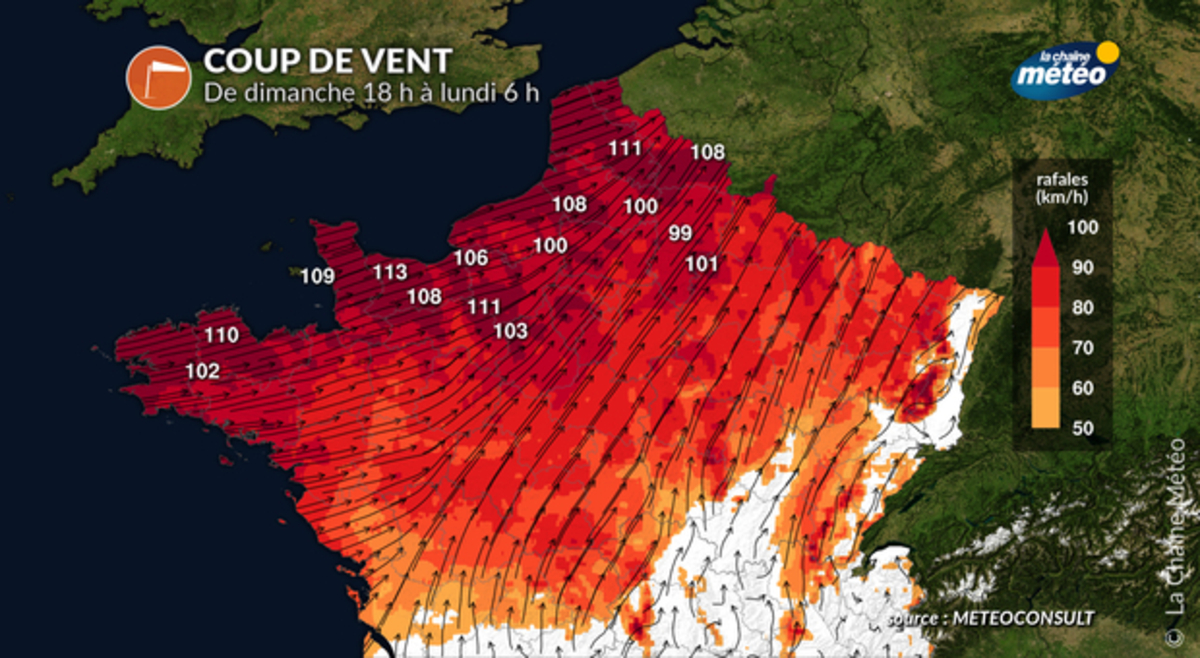 Coup de vent : jusqu'à 120 km/h au nord entre dimanche soir et lundi - Actualités La Chaîne Météo