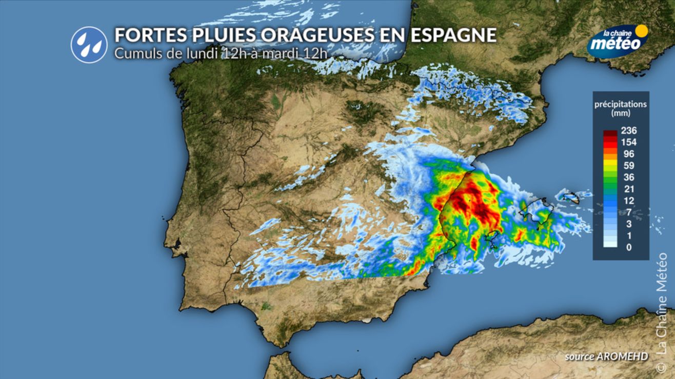 Intempéries en Espagne : orages et pluies diluviennes au nord de ...