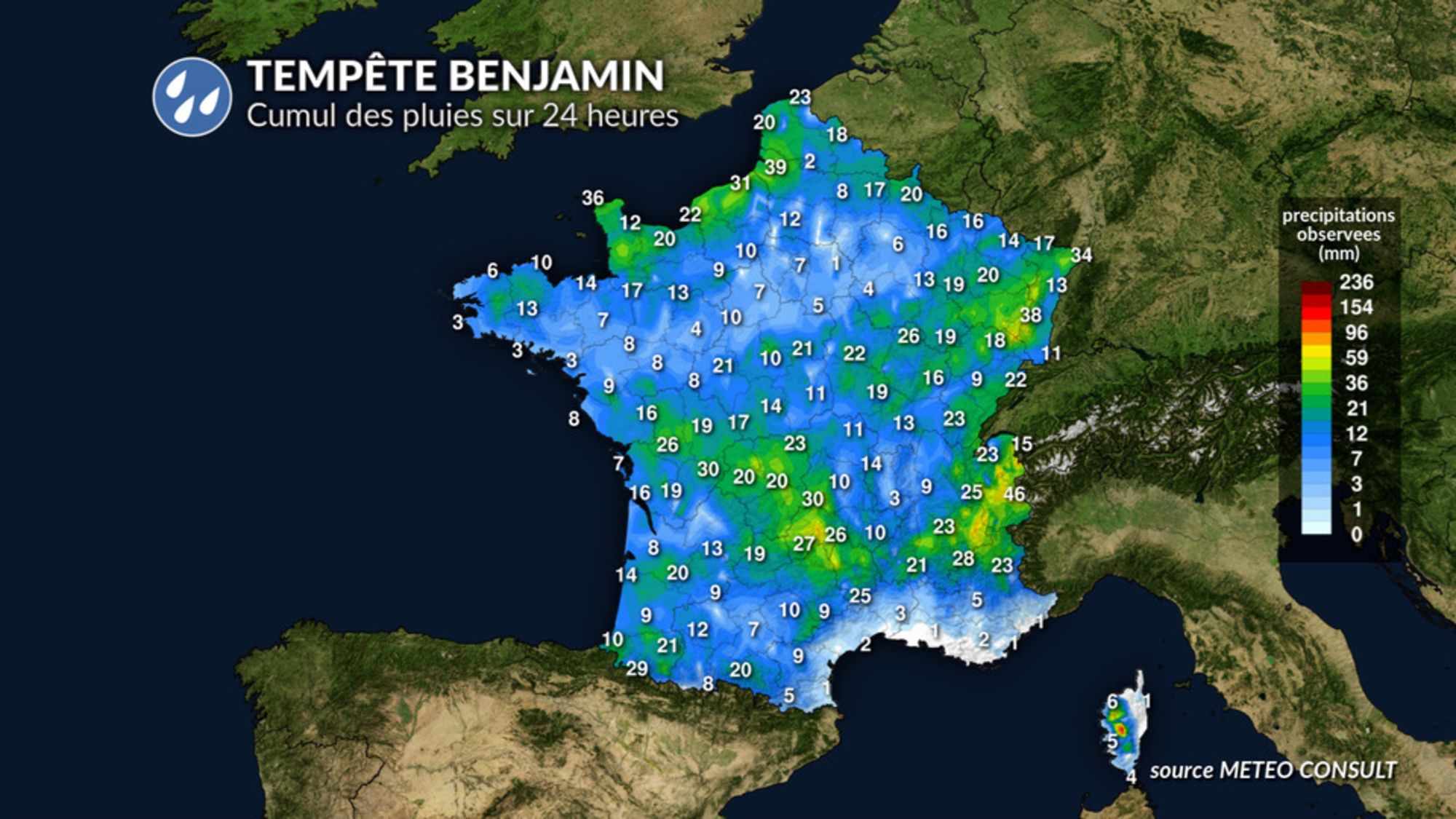 Bilan tempête Benjamin : toute la France touchée, jusqu'à 168 km/h de ...