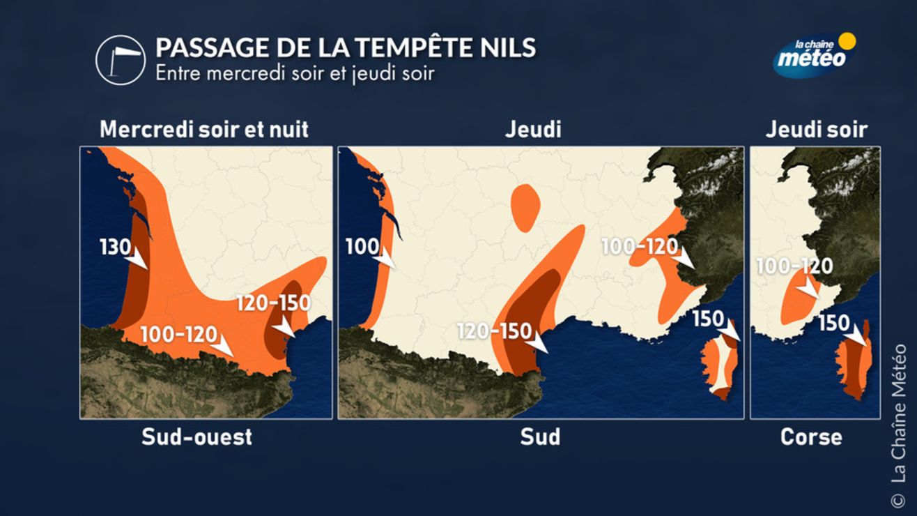 La tempête Nils va traverser le sud de la France entre mercredi et ...